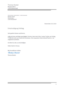 Entschuldigungsschreiben für die Schule: Vorlagen & Muster ...