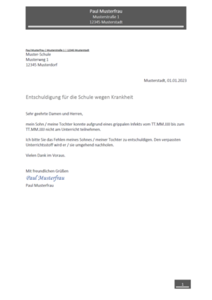 Entschuldigung Schule wegen Krankheit: Vorlage & Muster ...